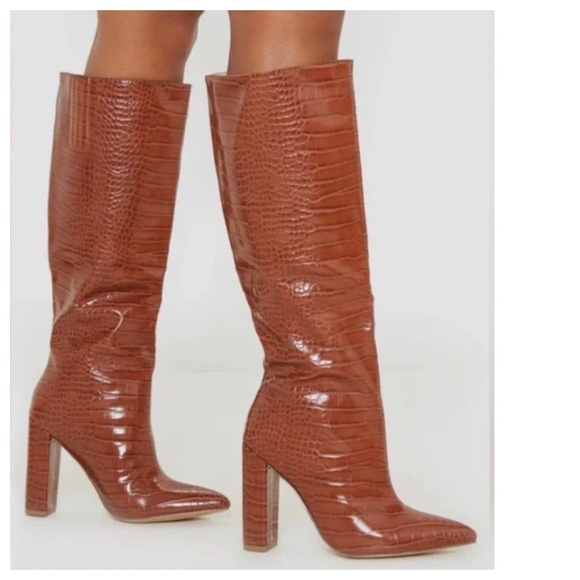PrettyLittleThing | Shoes | Pretty Little Thing Womens 7 Tall Boots Tan ...